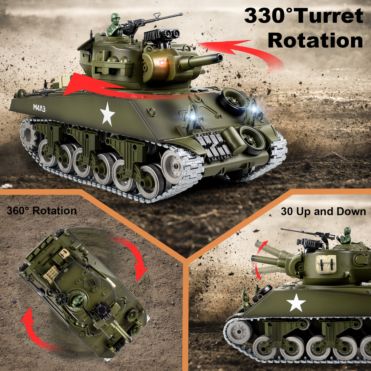 1:18 Alloy Metal US Sherman M4A3 RC Tank 828Pro – Supdex Toys